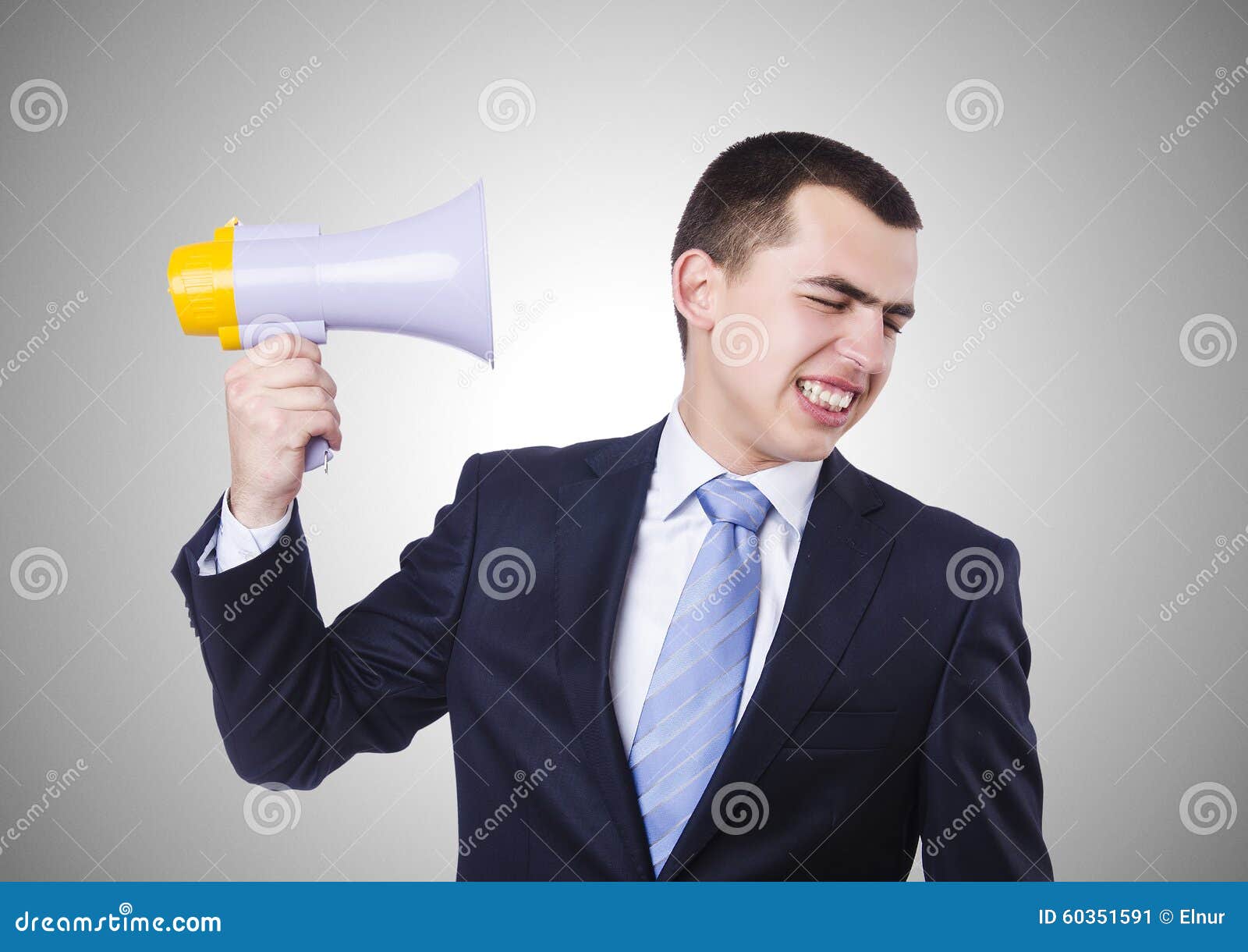 Man with Loudspeaker Isolated on White Stock Image - Image of ...