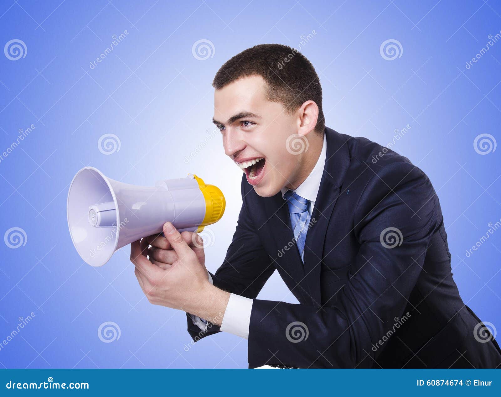 The Man with Loudspeaker Isolated on White Stock Photo - Image of ...