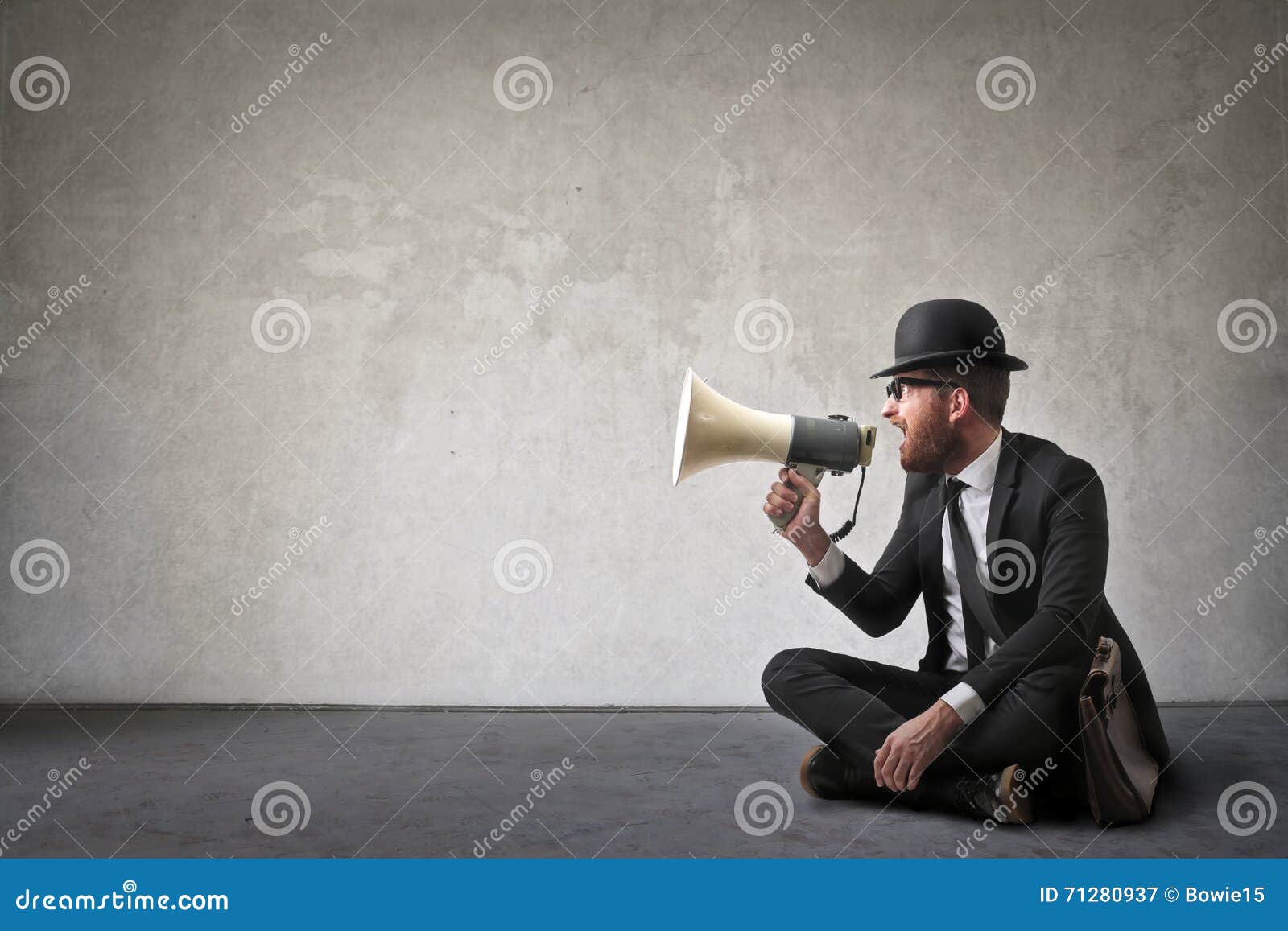 Man with loudspeaker stock image. Image of work, concept - 71280937