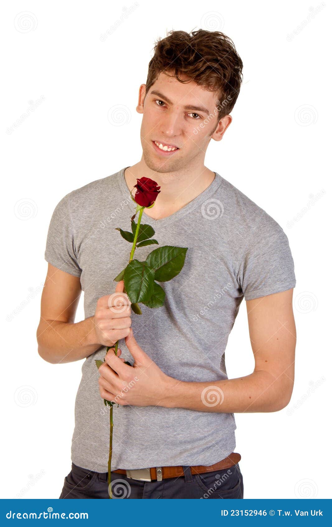 Man in love with a rose stock photo. Image of person - 23152946