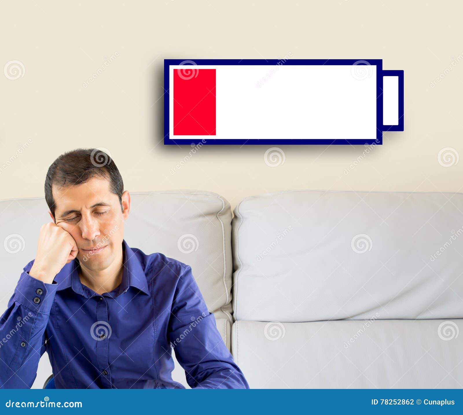 Man with the low battery stock photo. Image of empty - 78252862