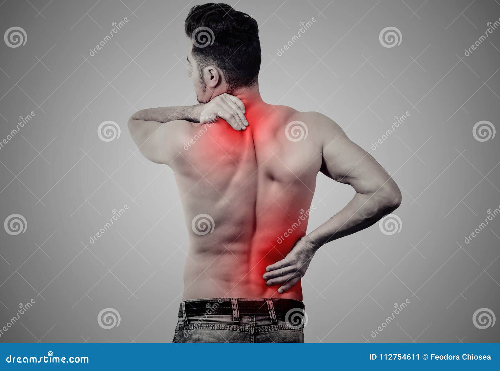 Man with Lower and Upper Back Pain Stock Image - Image of degenerative ...