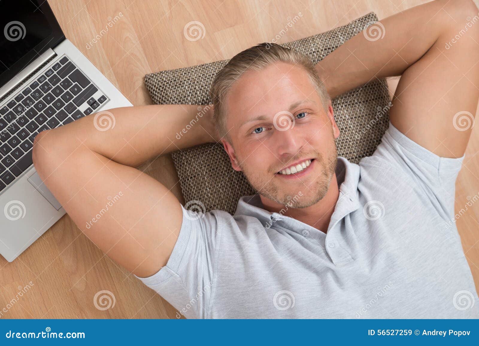 Man Lying on Floor with Laptop Stock Image - Image of high, lifestyle ...