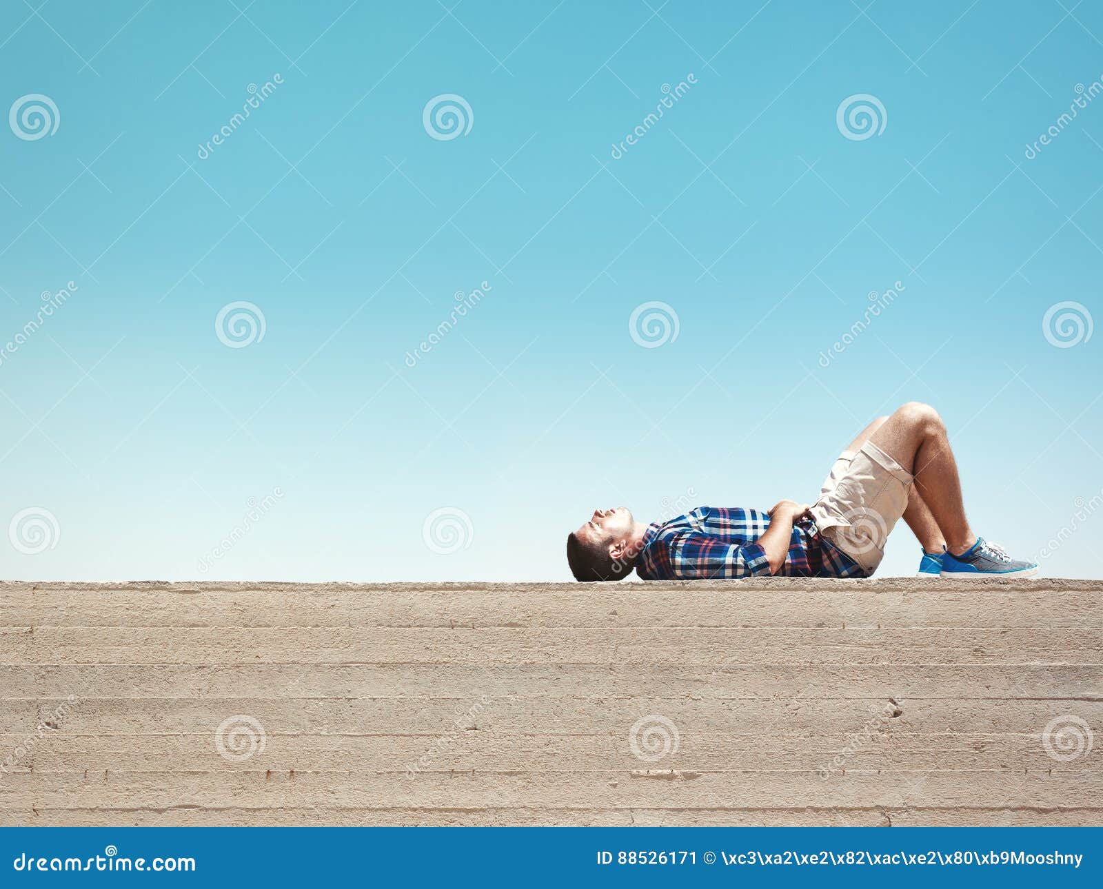 Man Lying Horizontal on the Wall Stock Image - Image of extraordinary ...