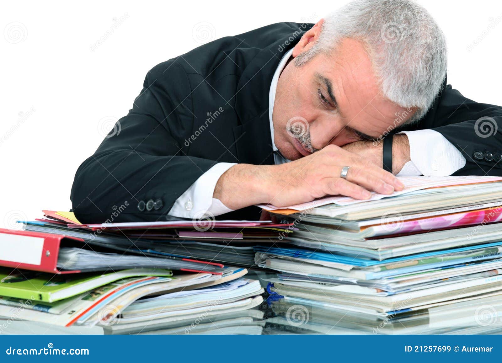 Man lying on paperwork stock image. Image of files, head - 21257699
