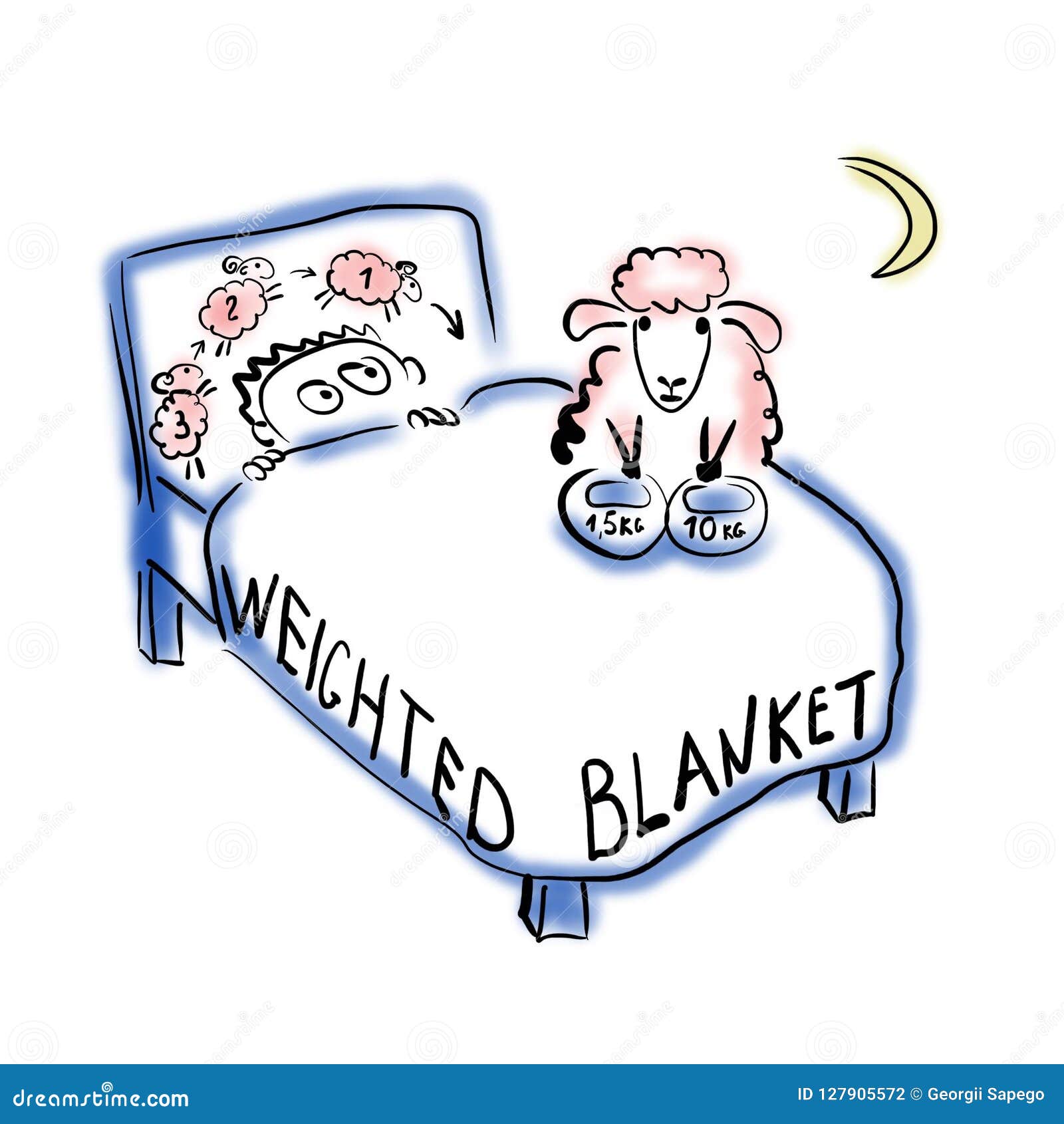 Man Lying Under Weighted Blanket Stock Illustration - Illustration of ... Man Lying Under Weighted Blanket Stock Illustration - Illustration of ...