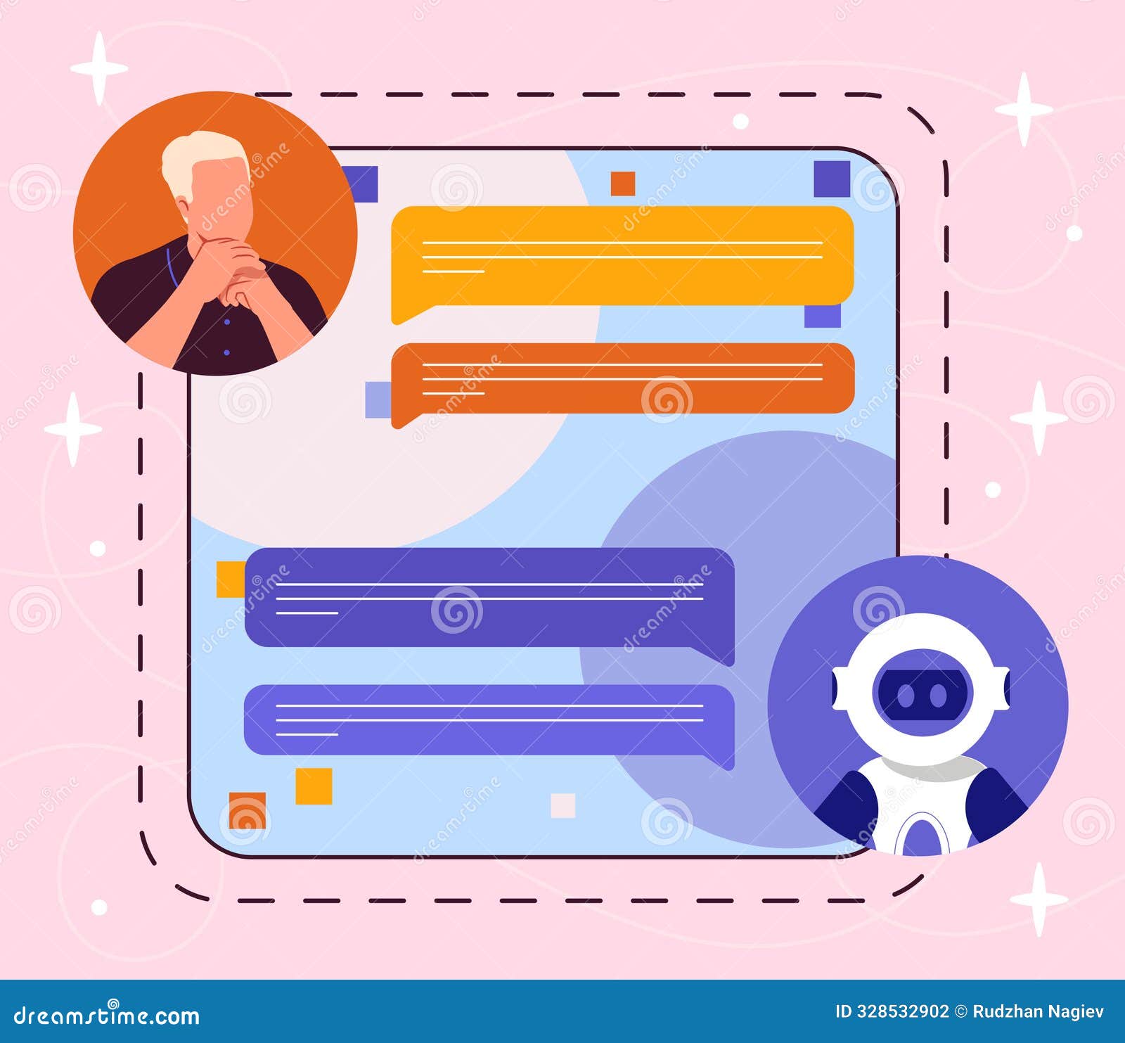 Man with Machine Translation. Guy Uses Internet Bot To Translate Texts ...