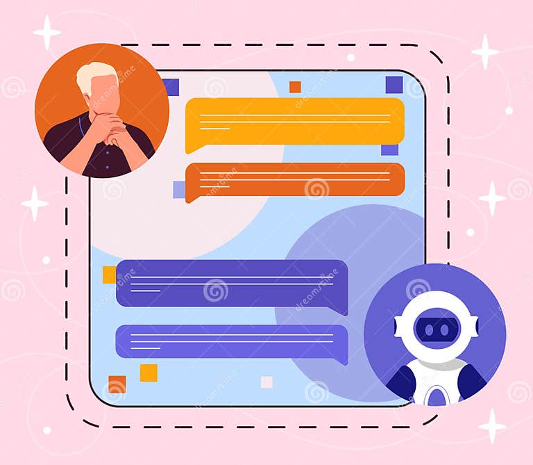 Man with Machine Translation. Guy Uses Internet Bot To Translate Texts. AI Mobile Application ...