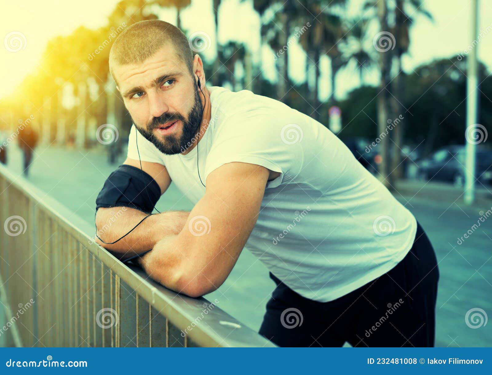 Man Made a Break in Training Stock Photo - Image of exhausted, fitness ...