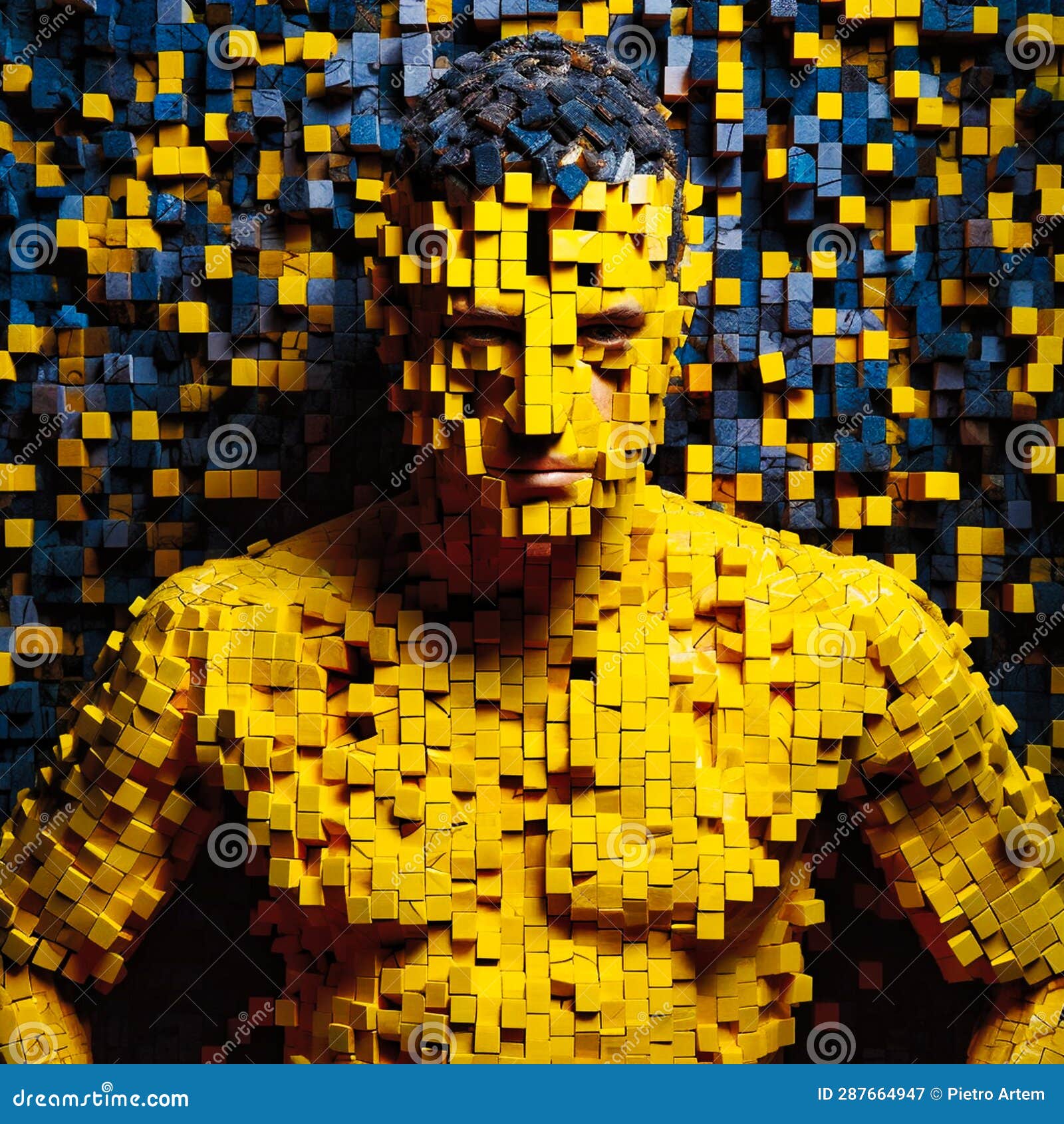 Man is Made of Cubes, Generative AI Stock Illustration - Illustration ...