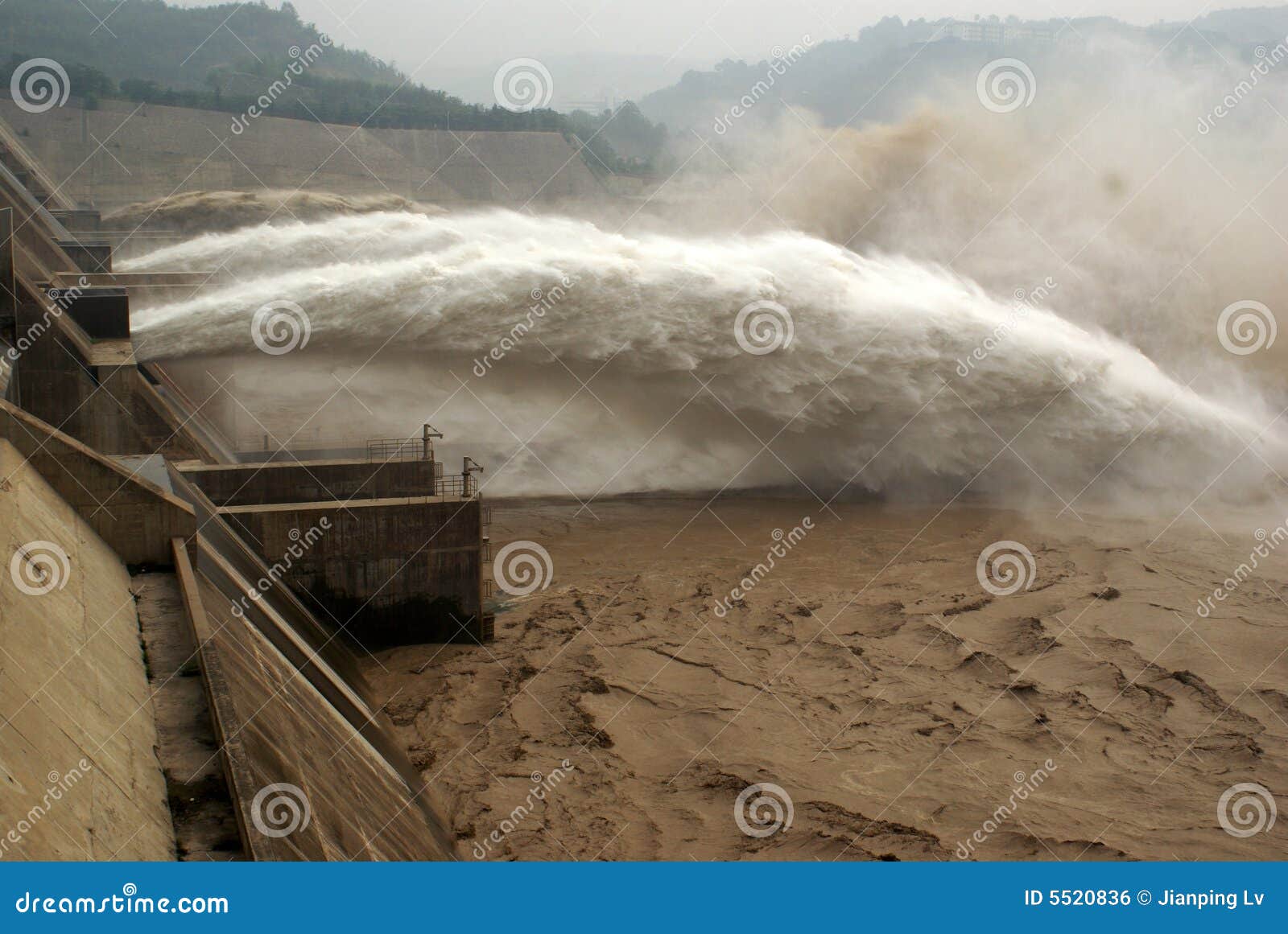 A Man-made Dam Outlet Flood Peak. Editorial Photo - Image of water ...