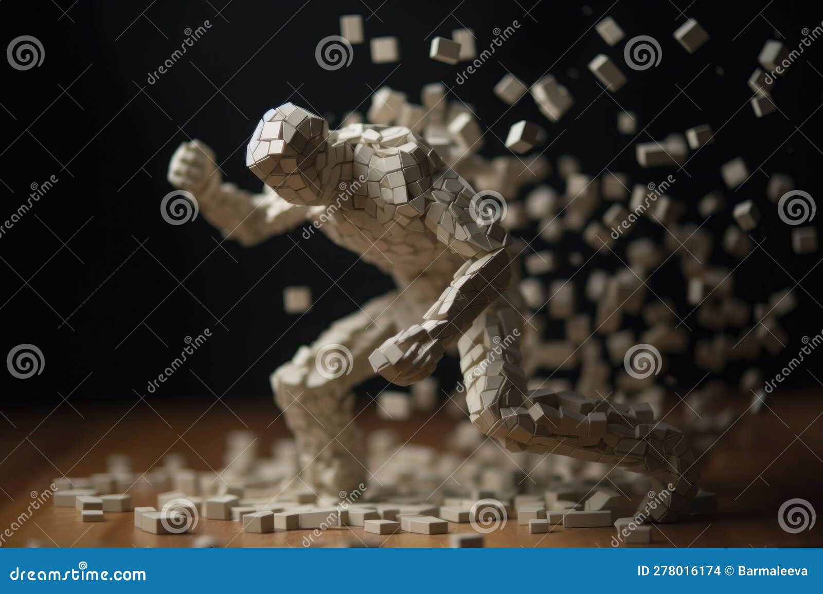 The Man Made of Disintegrating Tessellated Cubes. Concept of ...