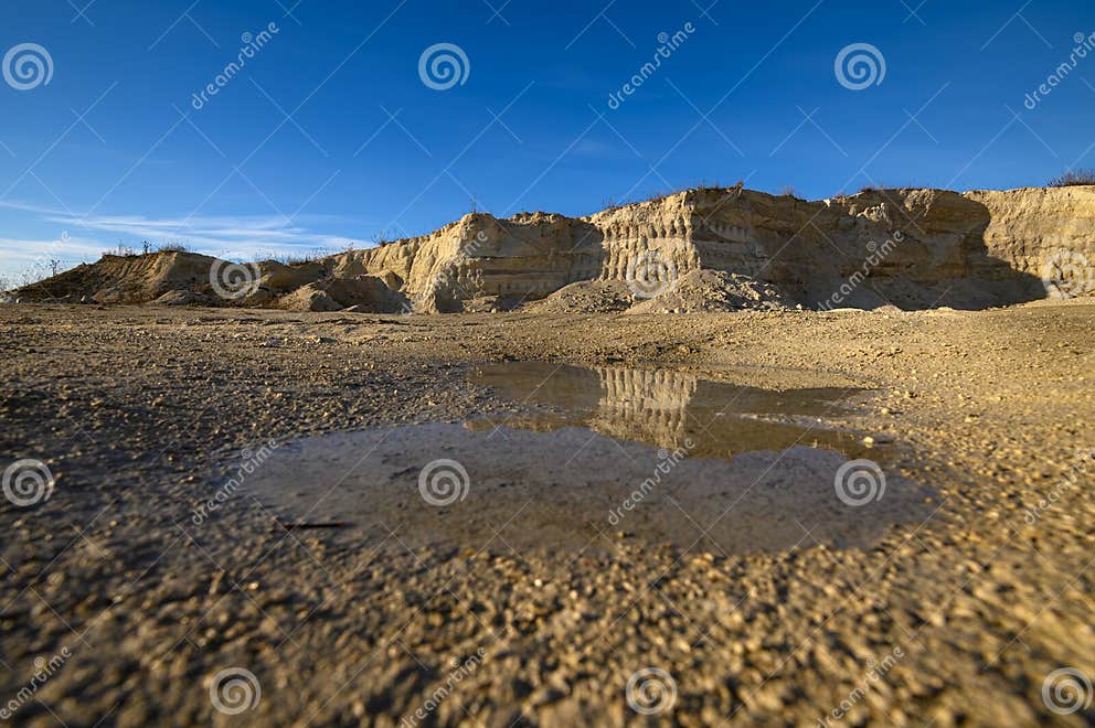 Man Made Limestone Cliffs at Limestone Quarry Stock Image - Image of ...