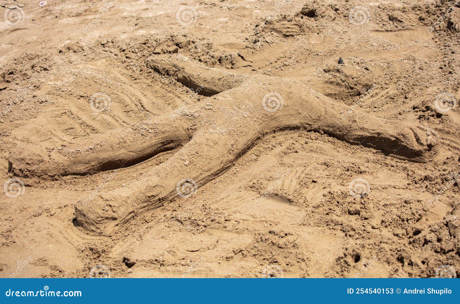 A Man Made of Sand on the Beach Stock Image - Image of travel, castle ...