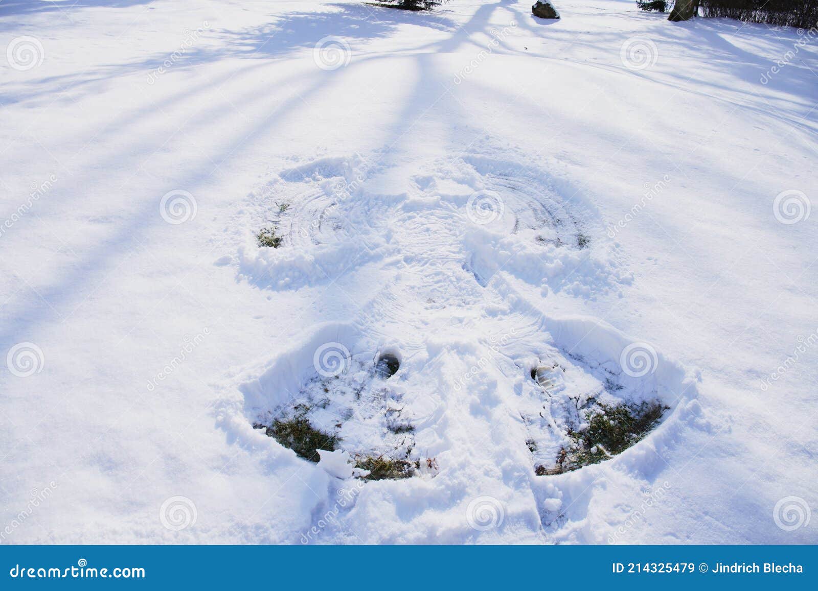 Snow angel shape stock image. Image of shape, relief - 214325479