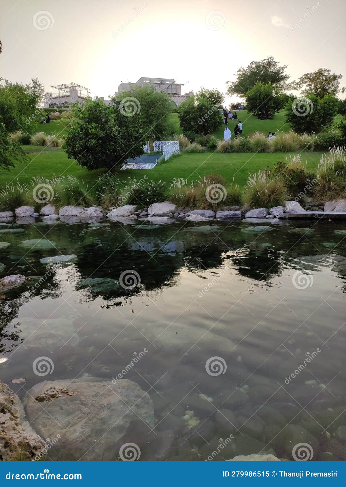 Man Made Stream at Katara Village Stock Image - Image of village ...