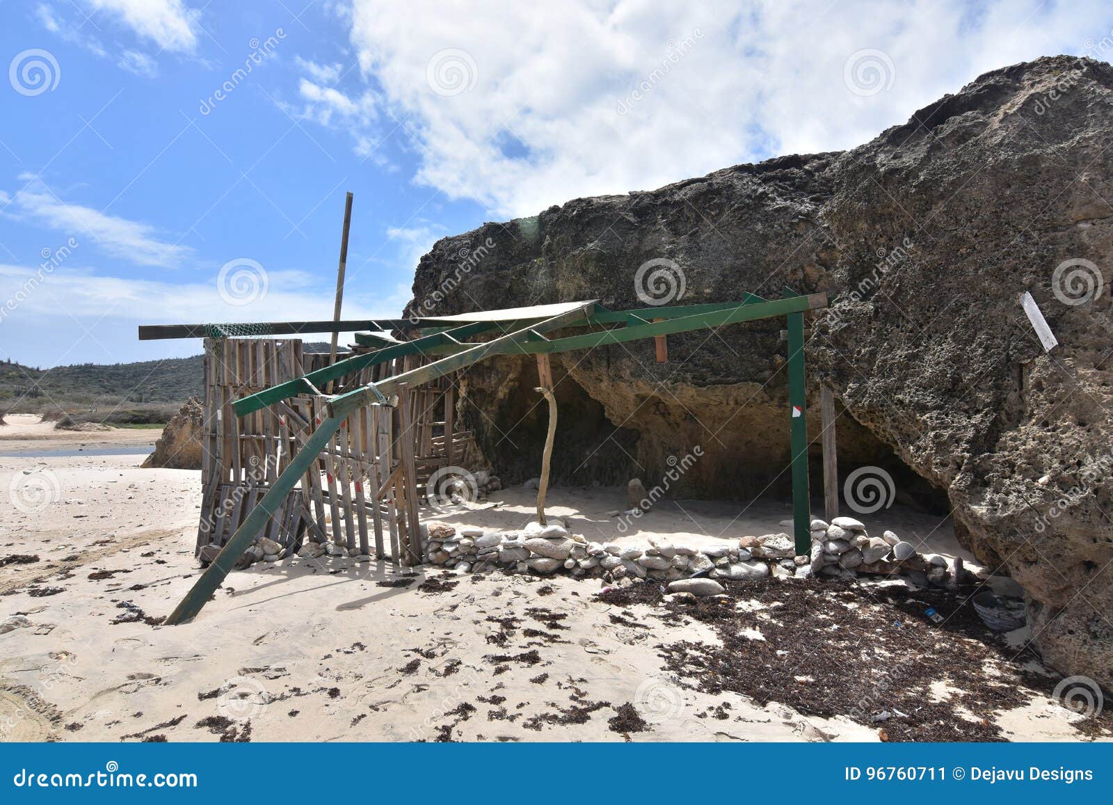 Man Made Structure on Andicuri Beach for Shade Stock Image - Image of ...