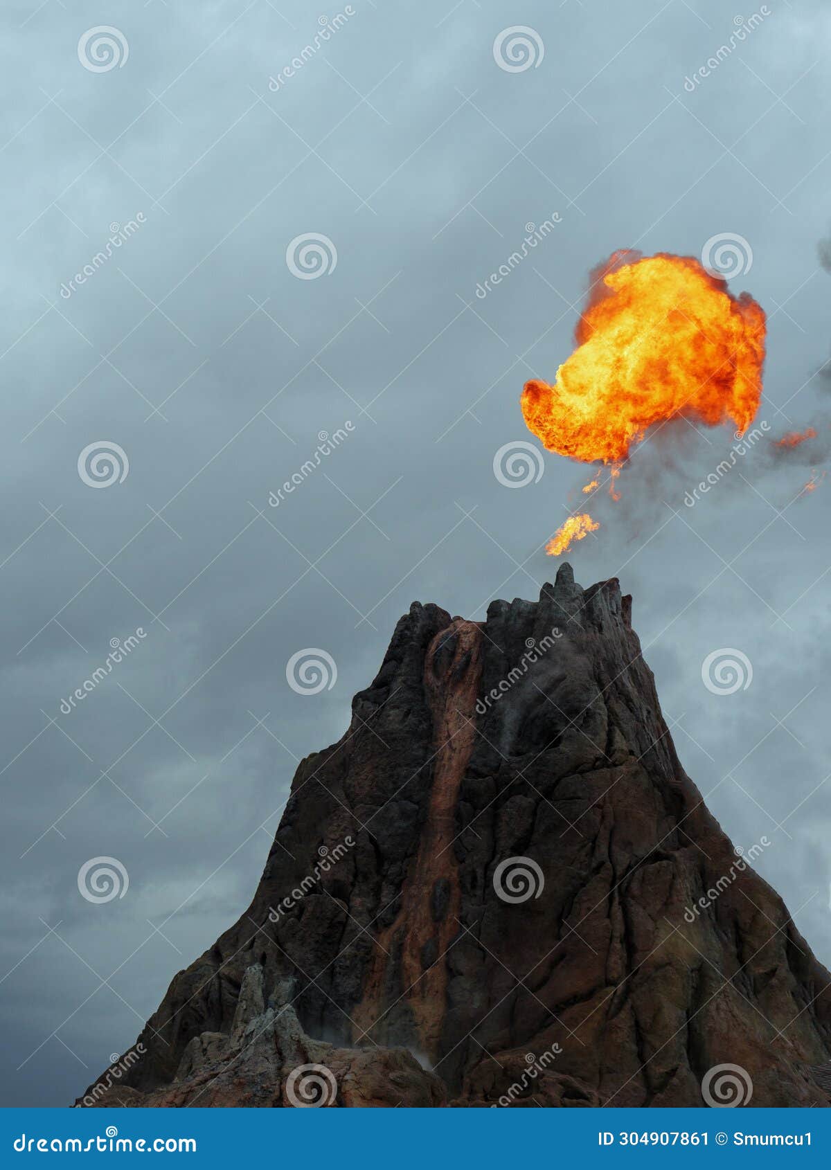 Man Made Volcano Filled with Natural Gas is Exploding Stock Image ...
