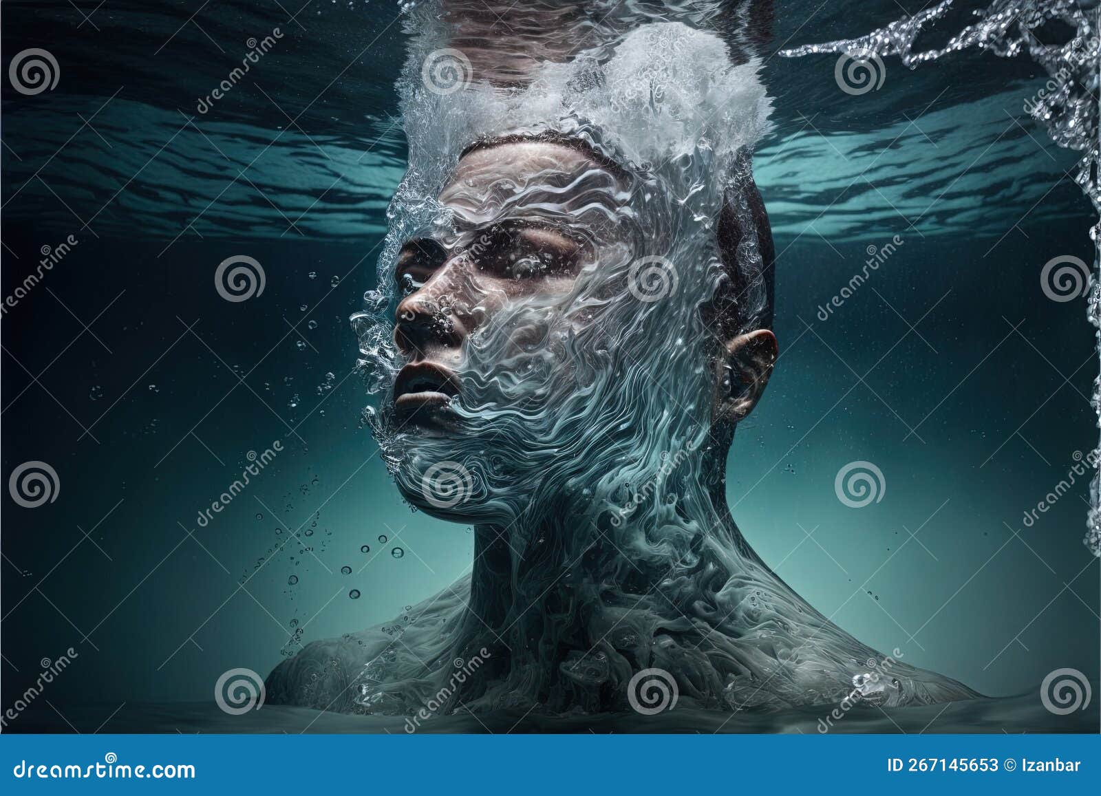 Man Made of Water Inside Water Illustration Generative Ai Stock ...