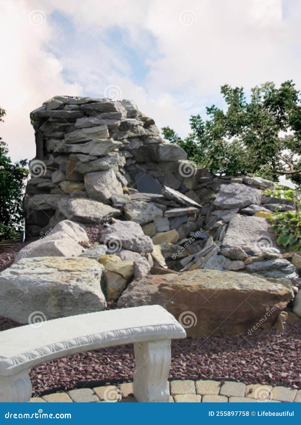 Man-made waterfall stock photo. Image of bedrock, boulder - 255897758