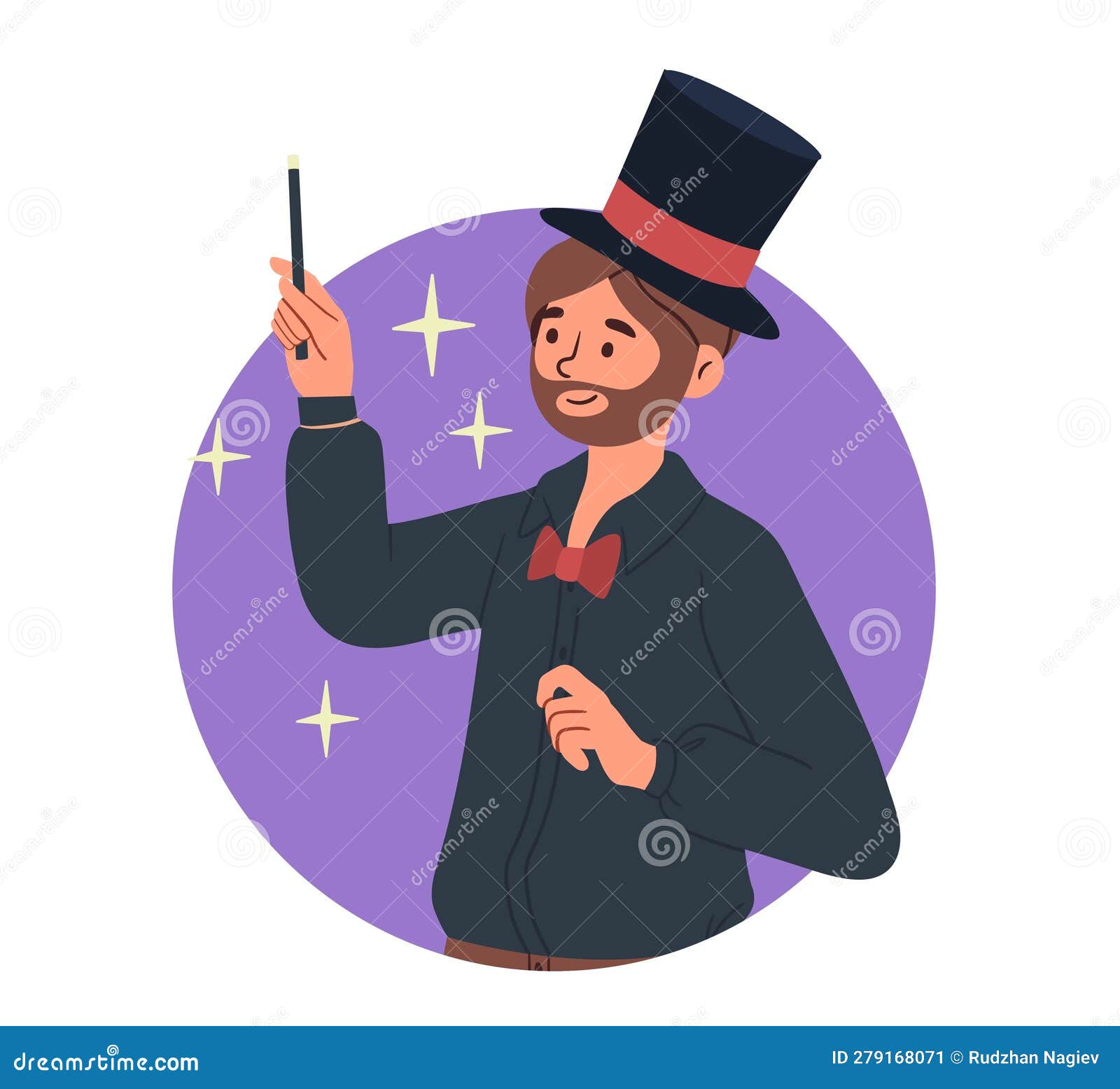 Man with magic wand stock vector. Illustration of scene - 279168071