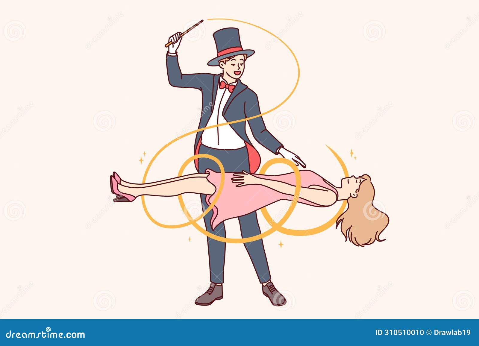 Man Magician Demonstrates Magic Trick by Making Woman Assistant ... Man Magician Demonstrates Magic Trick by Making Woman Assistant ...