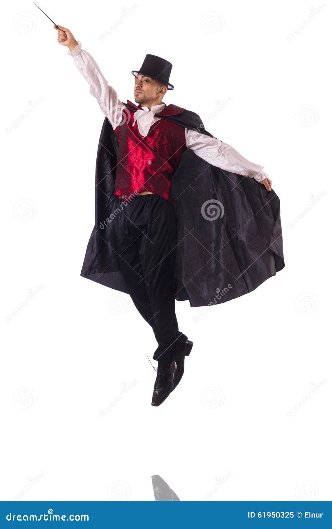 The Man Magician Isolated on White Stock Image - Image of jump, jumping ...