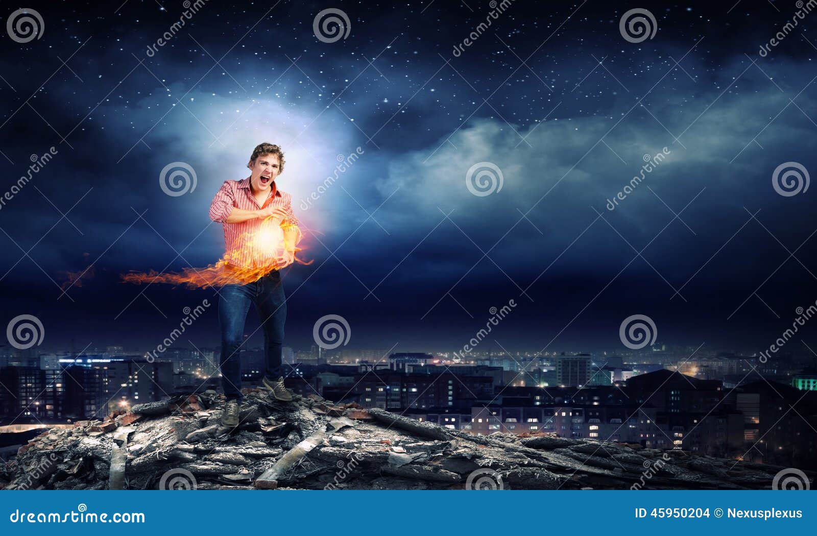 Man magician stock photo. Image of illusionist, fire - 45950204