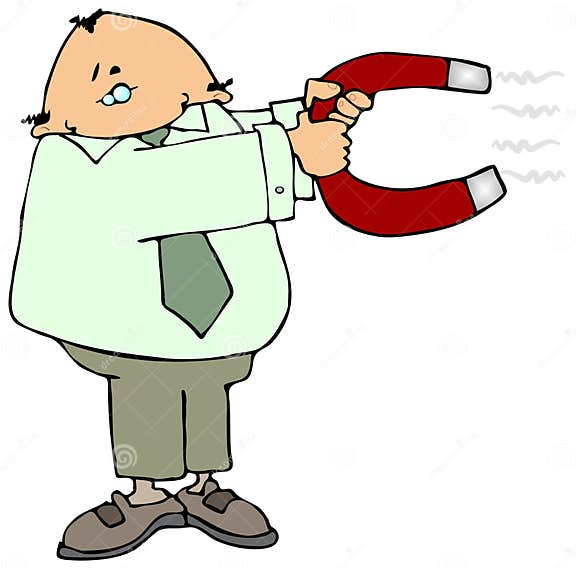 Man with a Magnet stock illustration. Illustration of force - 4748490