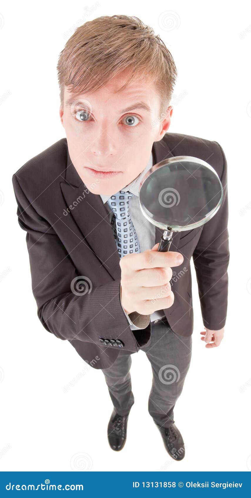Man and magnifier stock photo. Image of facial, nice - 13131858