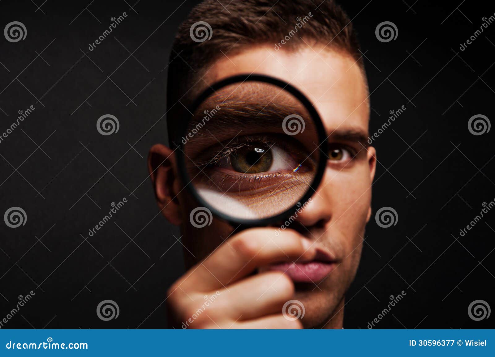 Man with magnifier stock image. Image of business, investigate - 30596377
