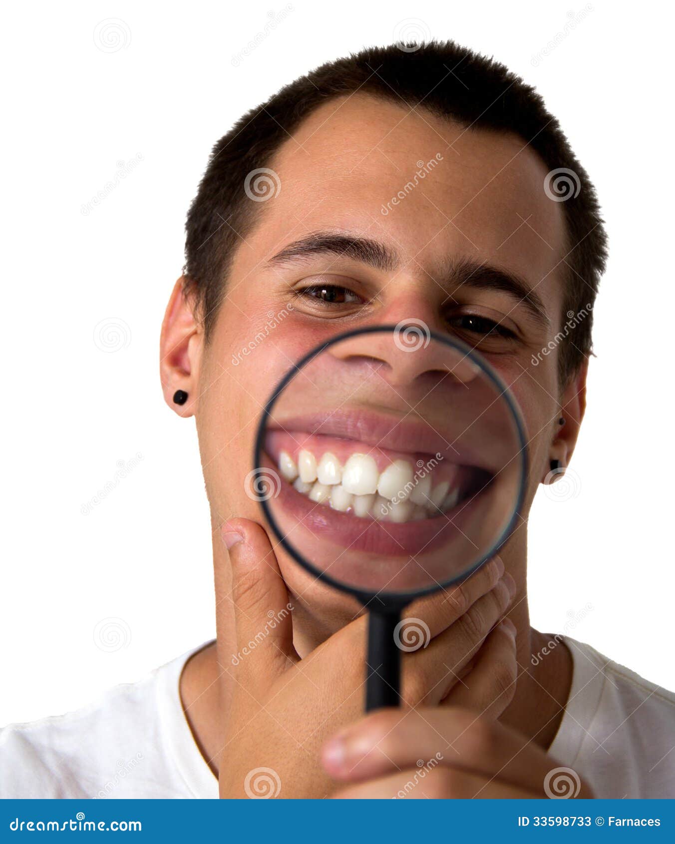 Man with magnifier stock image. Image of person, look - 33598733