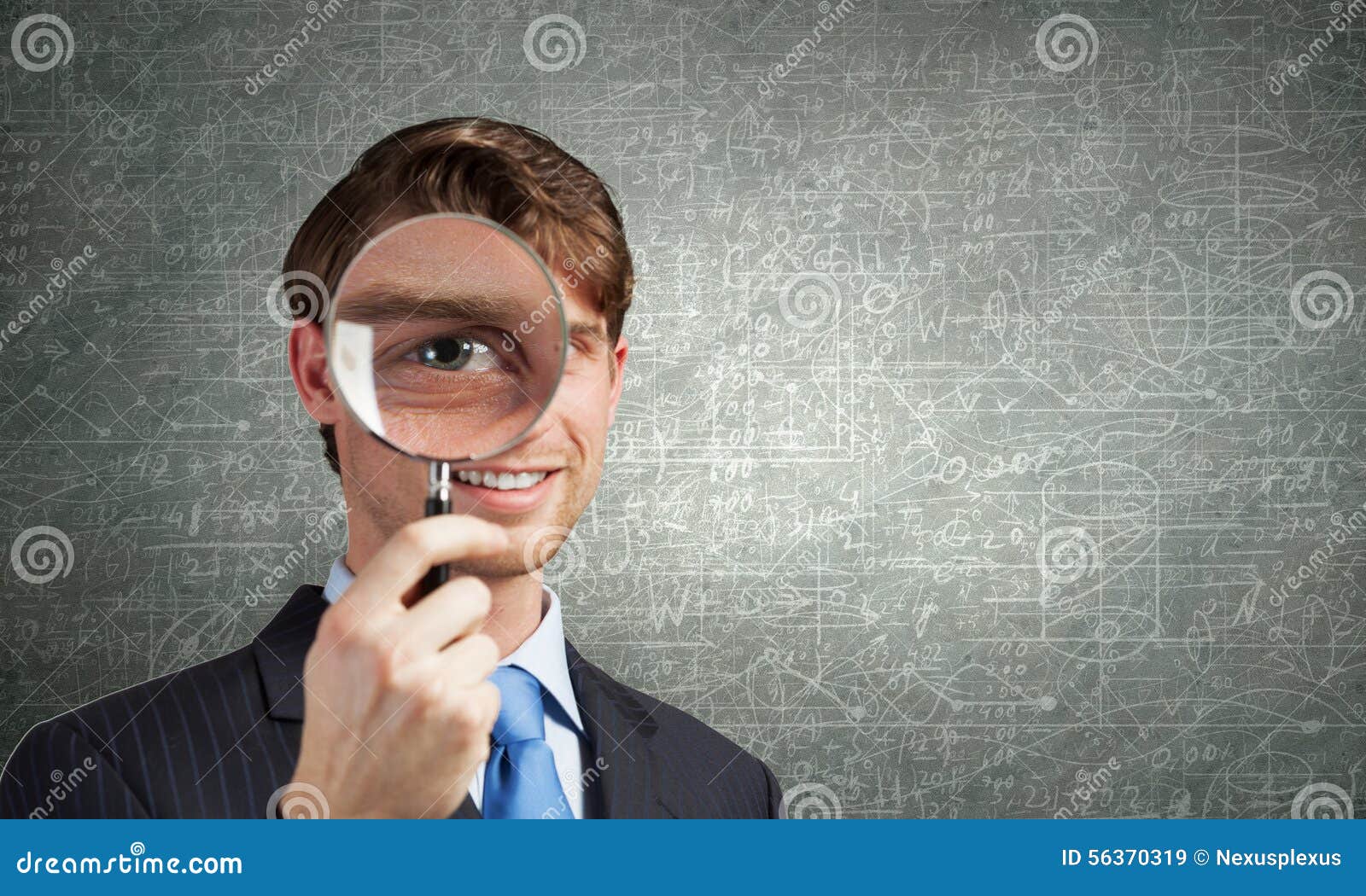Man with magnifier stock image. Image of analyze, discover - 56370319