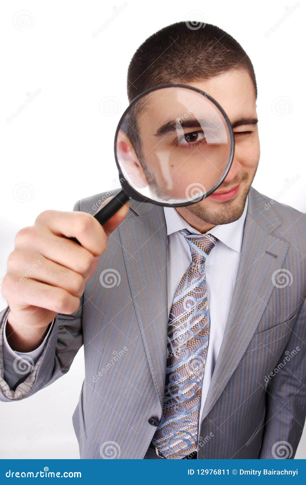 Man with magnifying glass stock image. Image of people - 12976811