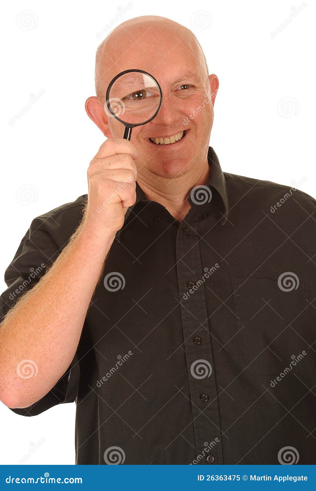 Man with magnifying glass stock image. Image of holding - 26363475