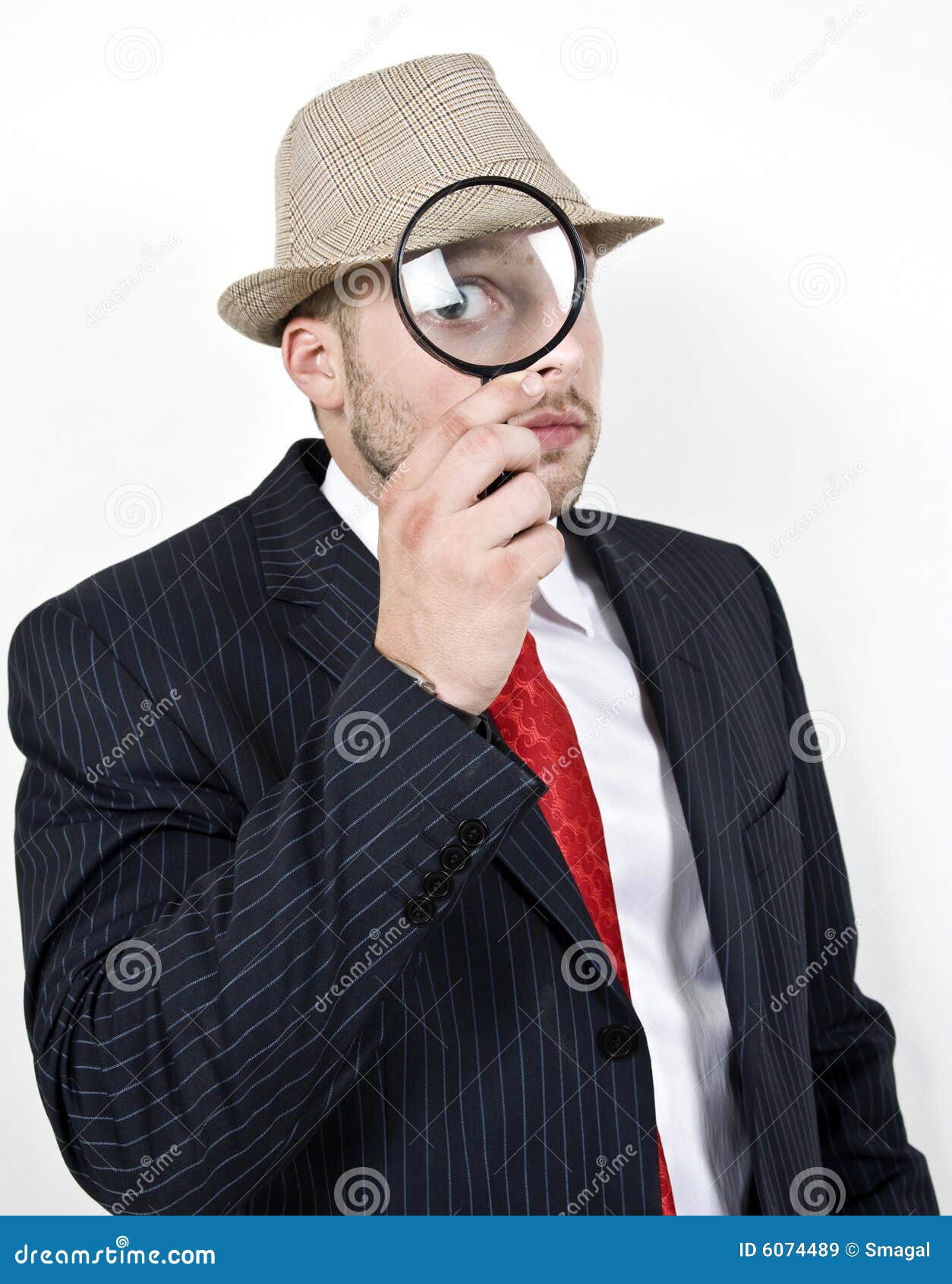 Man with magnifying glass stock image. Image of investigate - 6074489