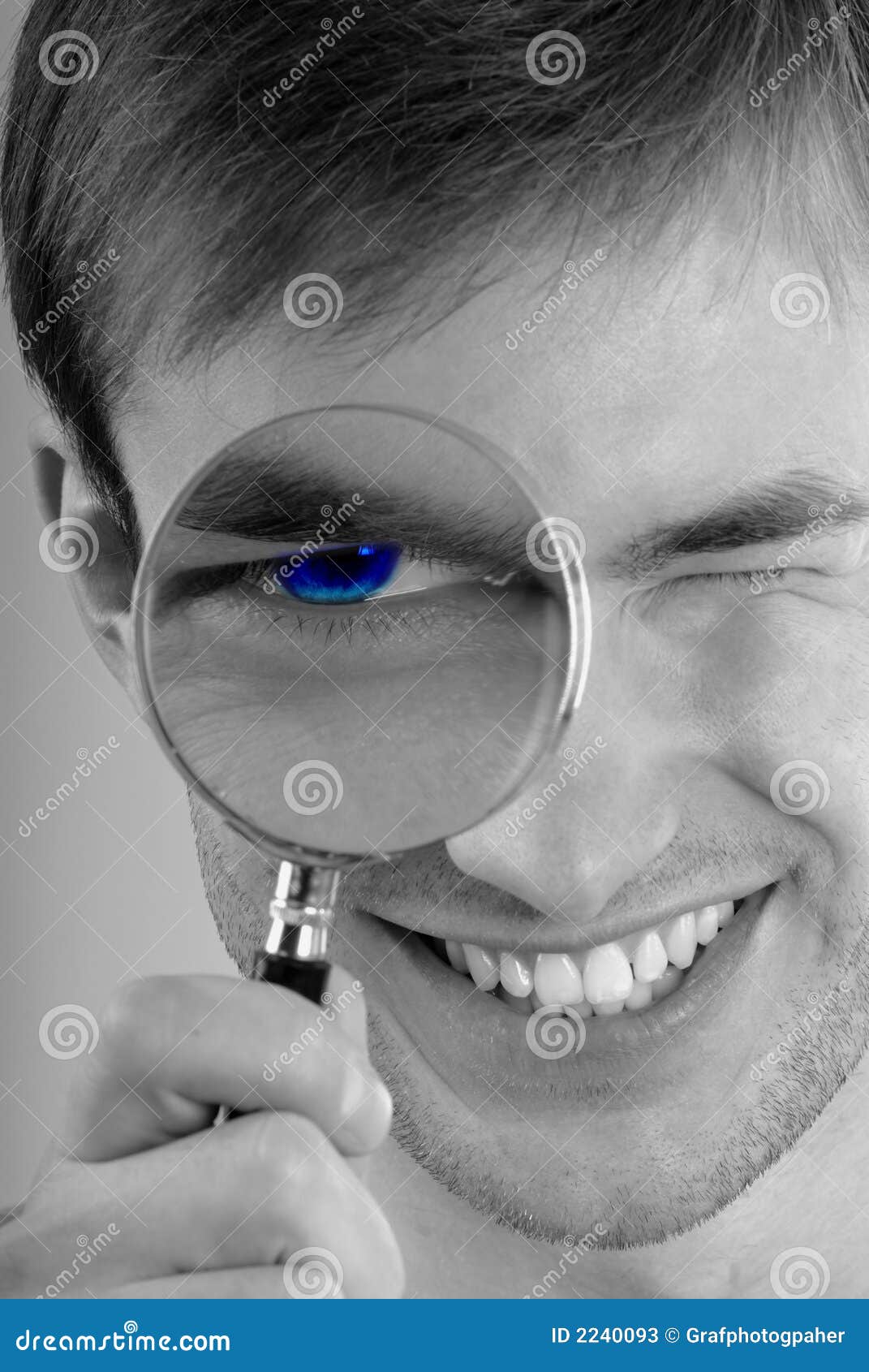 Man with Magnifying Glass in Hand Stock Image - Image of glass, observe ...