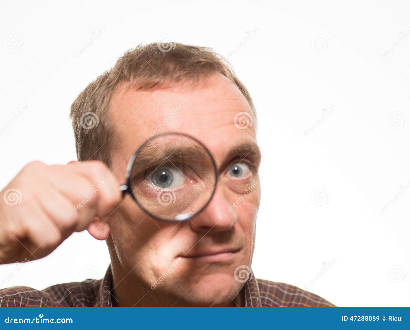 Man with magnifying glass stock image. Image of watch - 47288089