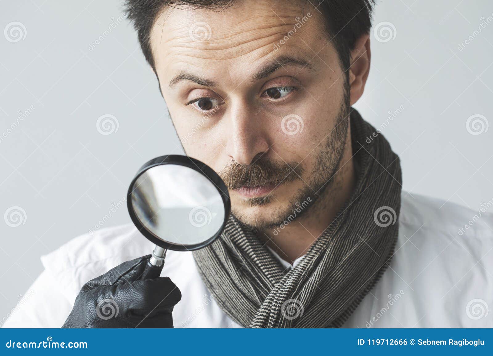 Man with the Magnifying Glass Stock Photo - Image of lens, detective ...