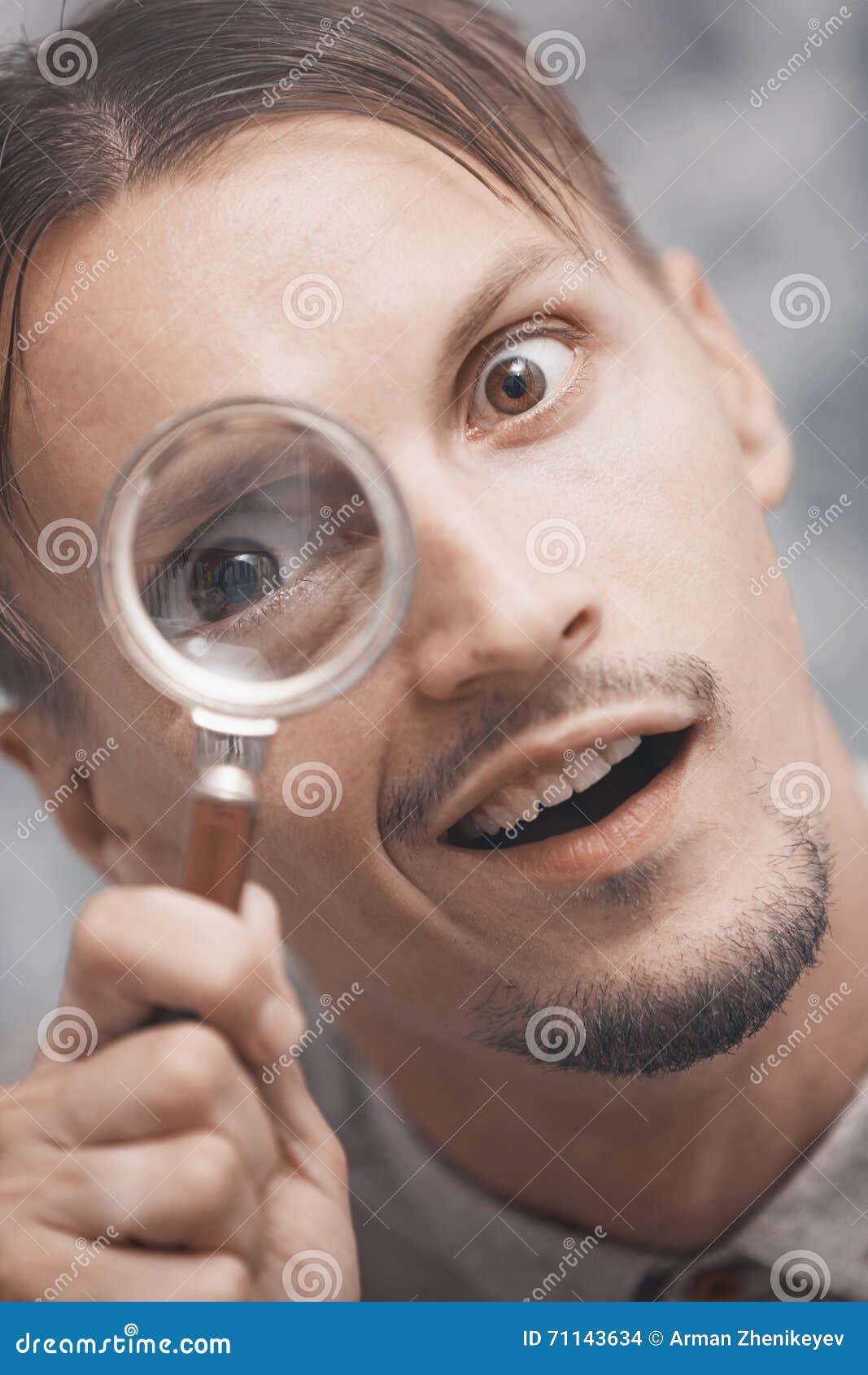 Man with magnifying glass stock photo. Image of conceptual - 71143634