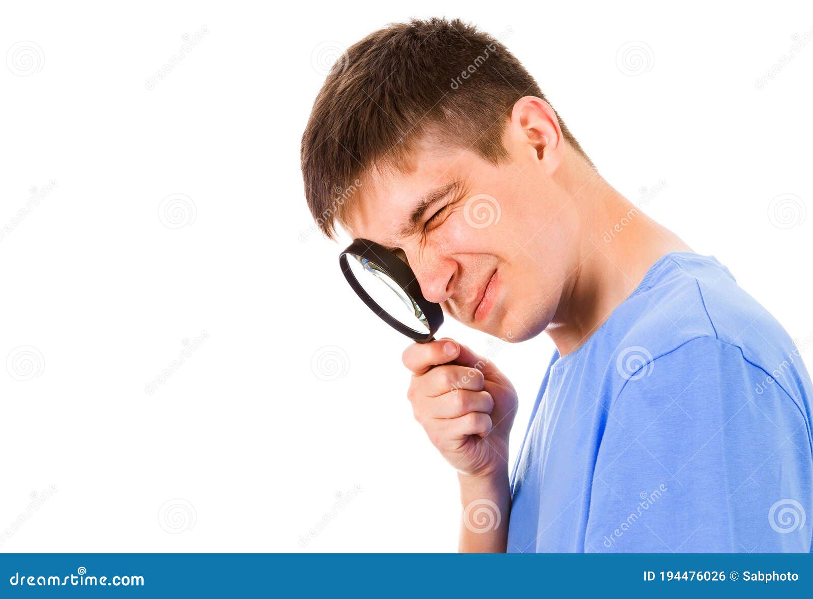 Man and Magnifying Glass stock photo. Image of closeup - 194476026