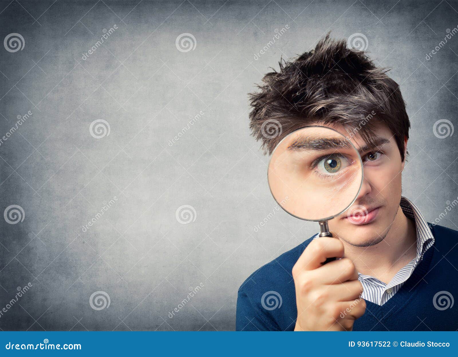Man with magnifying glass stock photo. Image of loupe - 93617522