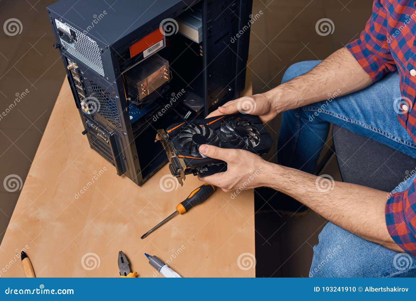 Man is Maintaining Computer Equipment Stock Photo - Image of clothing ...