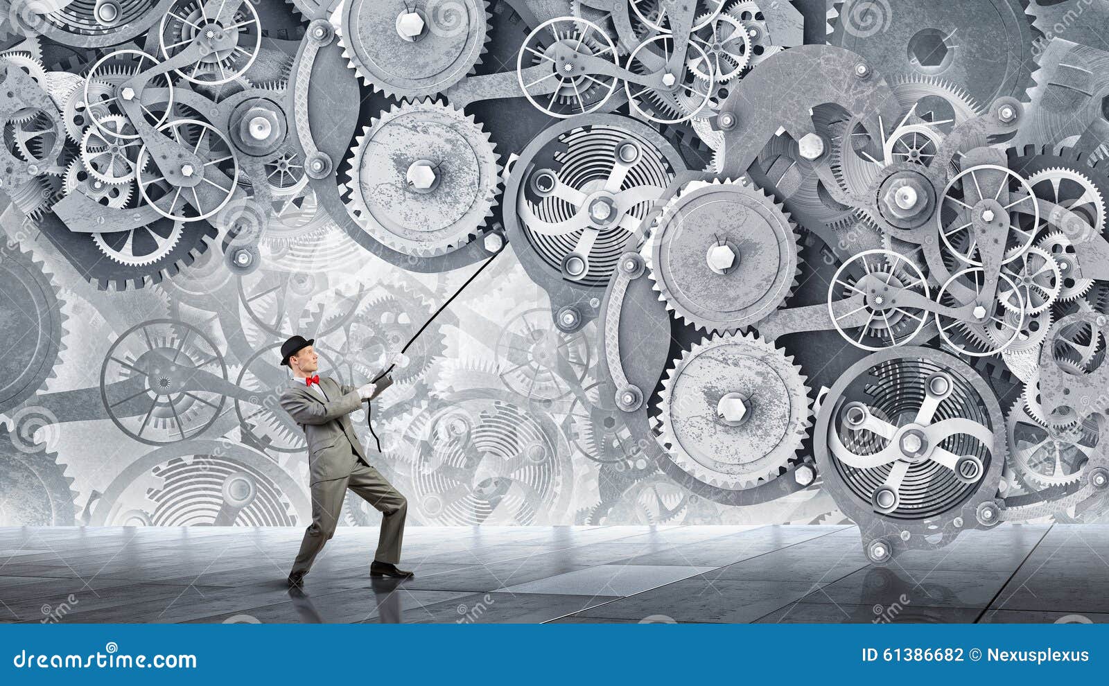 Man Make Gears Mechanism Work Stock Photo - Image of business ...