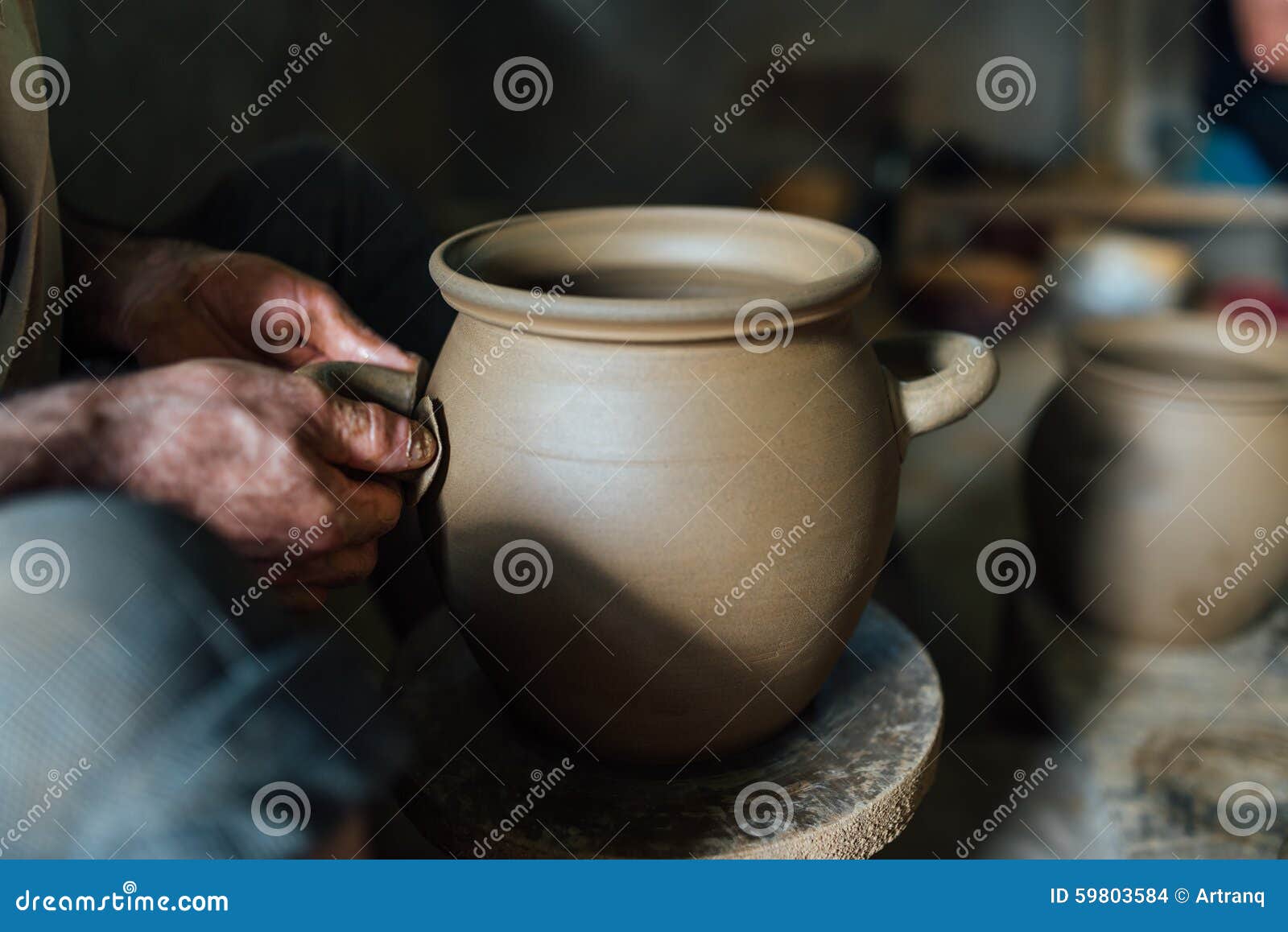 The man make pot from clay stock photo. Image of handwork - 59803584
