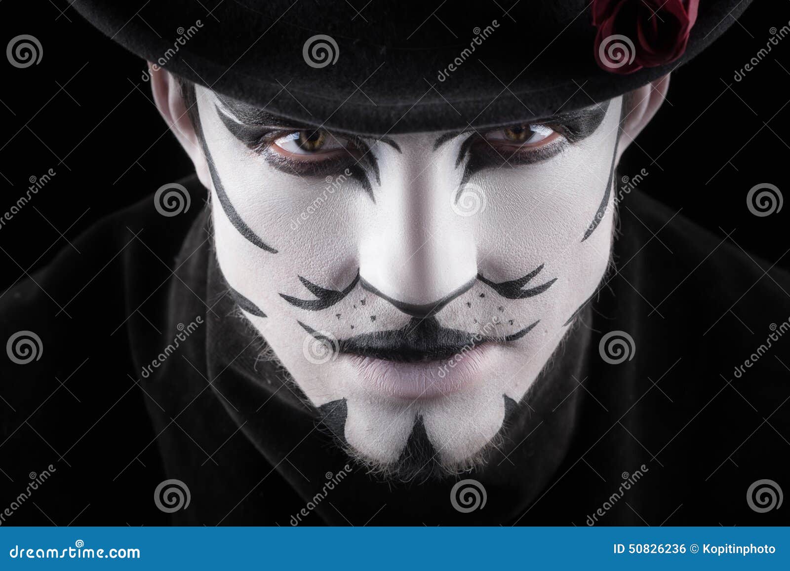 Man in Make-up, Looks Like a Cat. Stock Photo - Image of dark ...