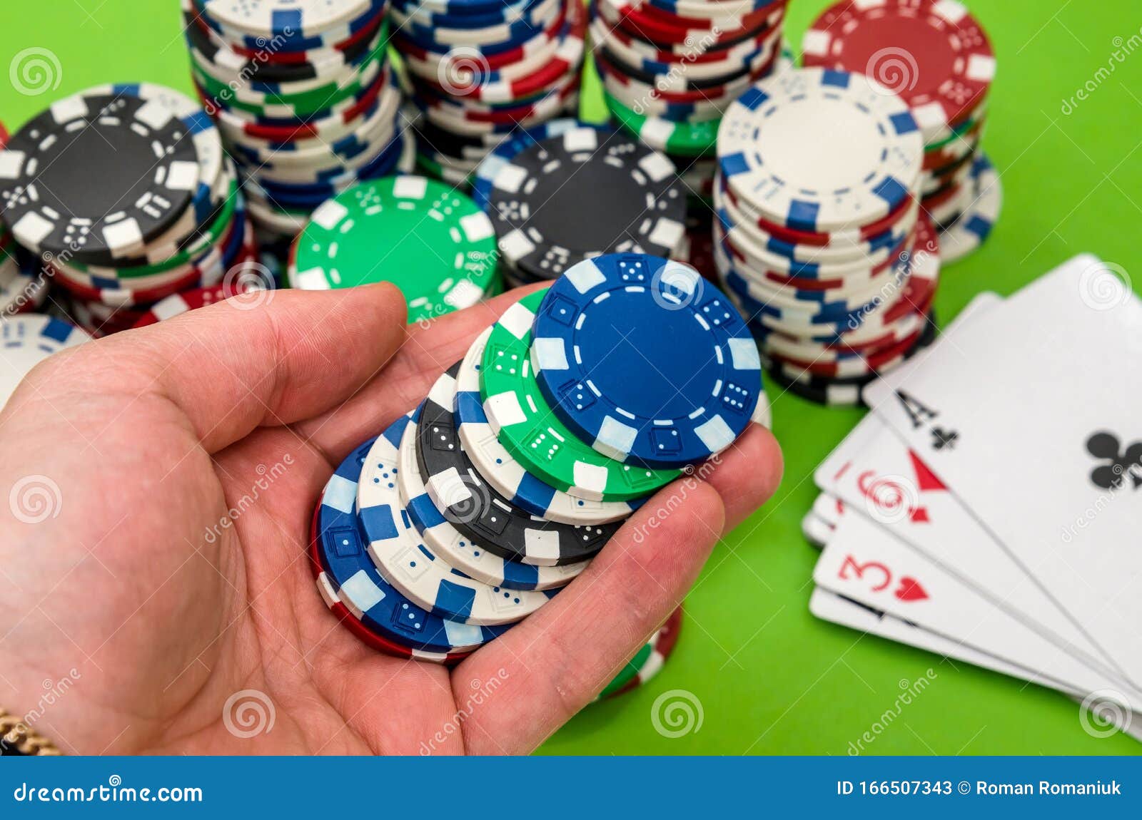 Man Makes a Bet and Puts a Chip in Casino Stock Image - Image of chip ...
