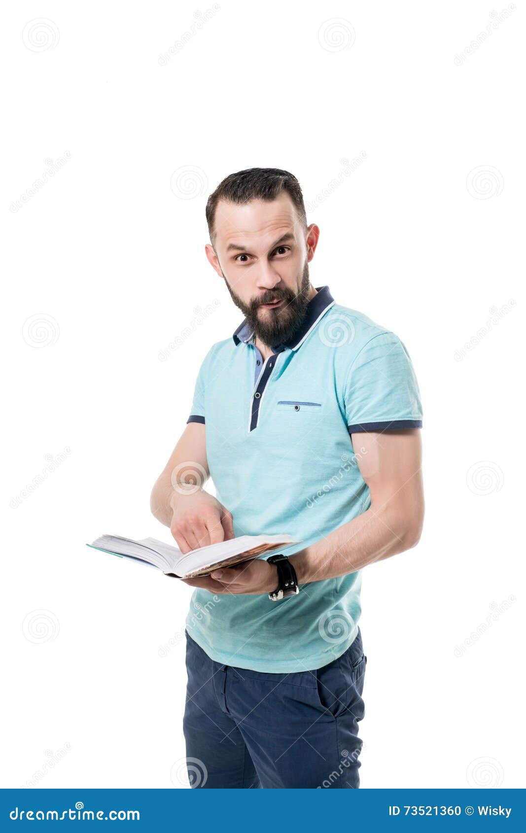 Man Makes Funny Facial Expression while Reading Stock Photo - Image of ...