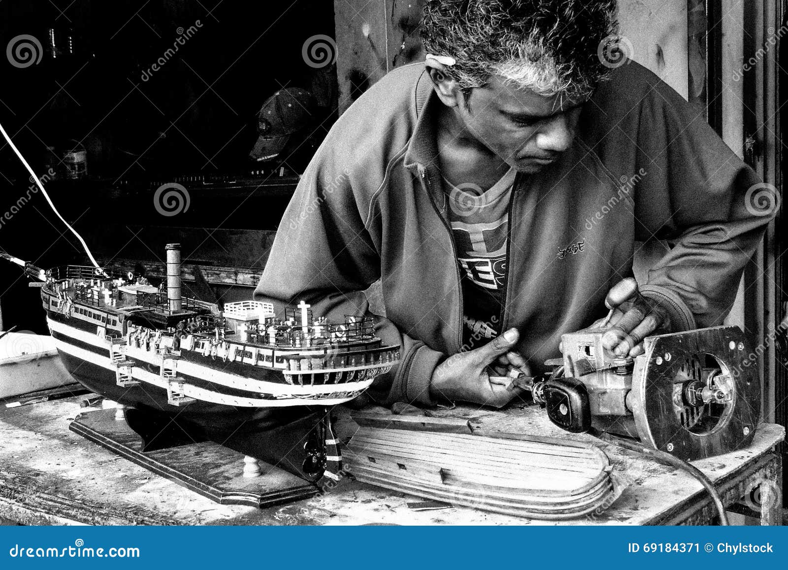 Man Makes Handmade Model Boat Editorial Photo - Image of small ...