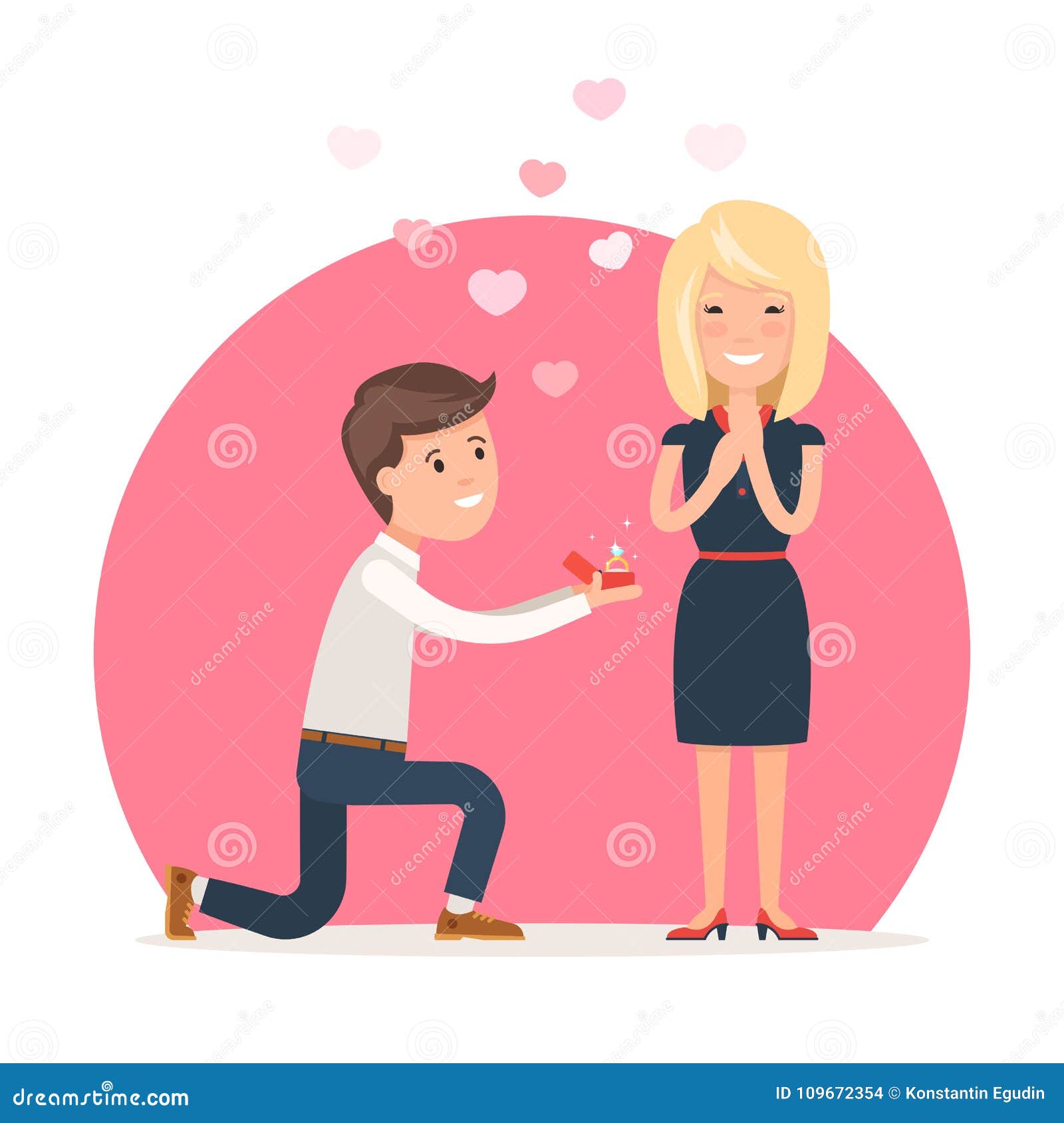 Man Makes Marriage Proposal Stock Vector Illustration Of Cute